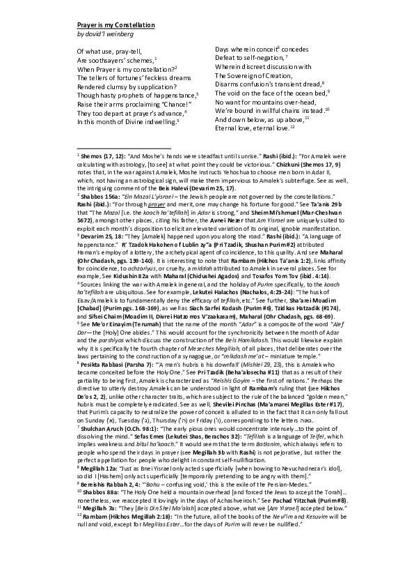 (PDF) Prayer is My Constellation (Poem/Tefillah/Purim)