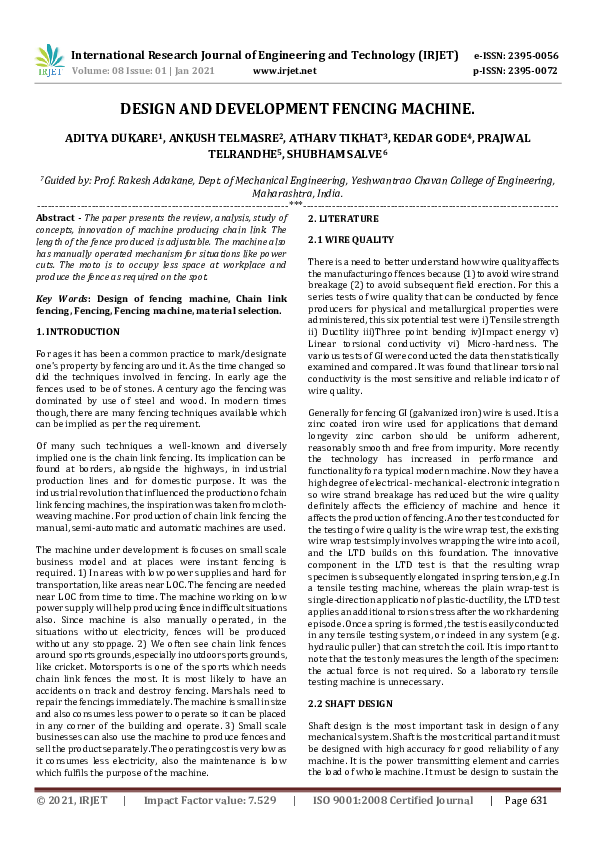 (PDF) IRJET- DESIGN AND DEVELOPMENT FENCING MACHINE