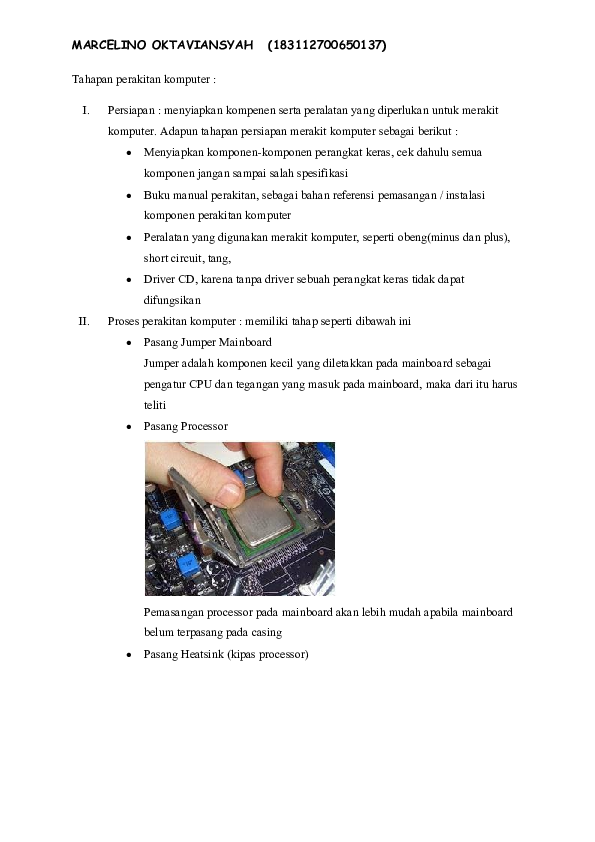 (DOC) TAHAP PERAKITAN KOMPUTER