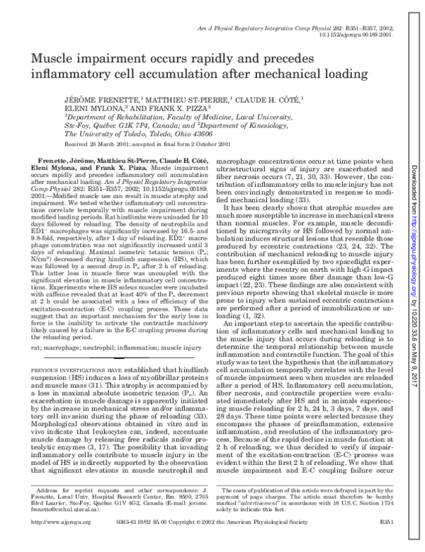 (PDF) Muscle impairment occurs rapidly and precedes inflammatory cell ...