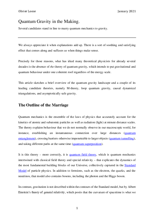 (PDF) Quantum Gravity in the Making