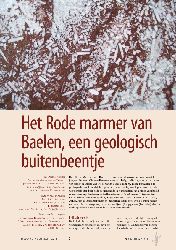 (PDF) Het Rode marmer van Baelen, een geologisch buitenbeentje