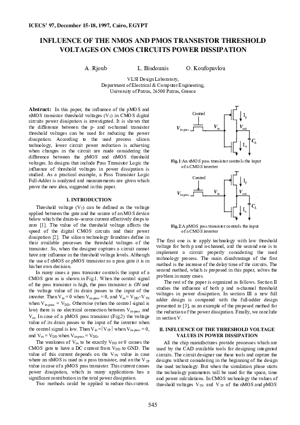 (PDF) Influence of the Nmos and Pmos Transistor Threshold Voltages on ...
