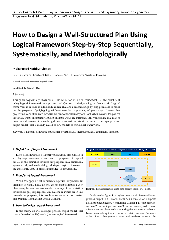 (PDF) How to Design a Well-Structured Plan Using Logical Framework Step ...
