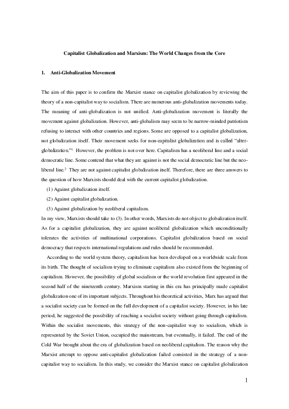 (PDF) Capitalist Globalization and Marxism: The World Changes from the Core