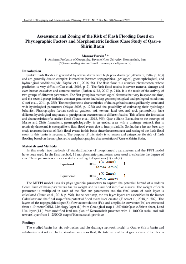 (PDF) Assessment and Zoning of the Risk of Flash Flooding Based on ...