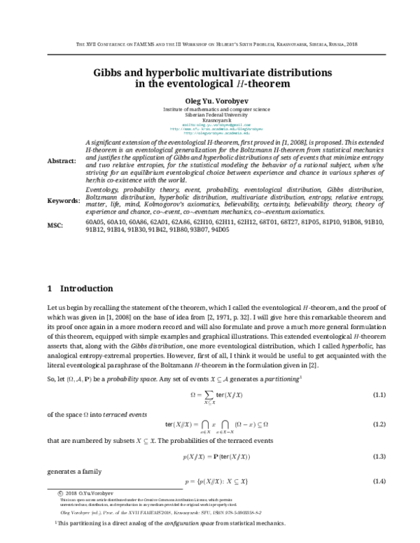 (PDF) Gibbs and hyperbolic multivariate distributions in the eventological H-theorem.