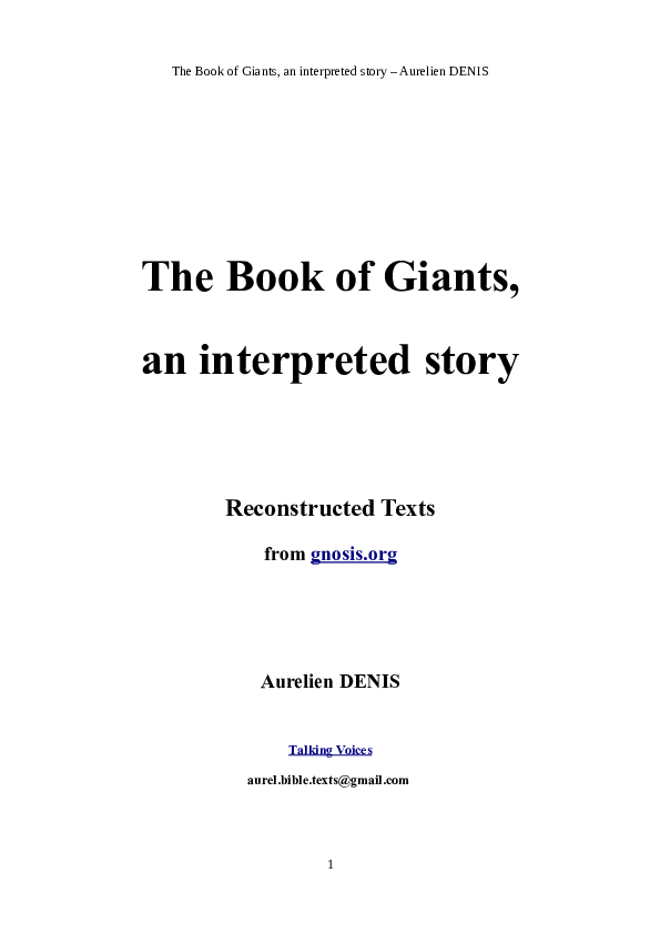 (PDF) The Book of Giants, an interpreted story