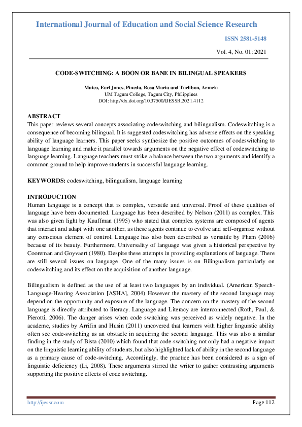 code switching and code mixing research paper