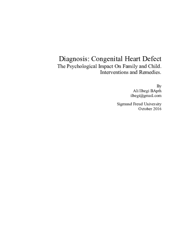 (PDF) Diagnosis: Congenital Heart Defect. The Psychological Impact On ...