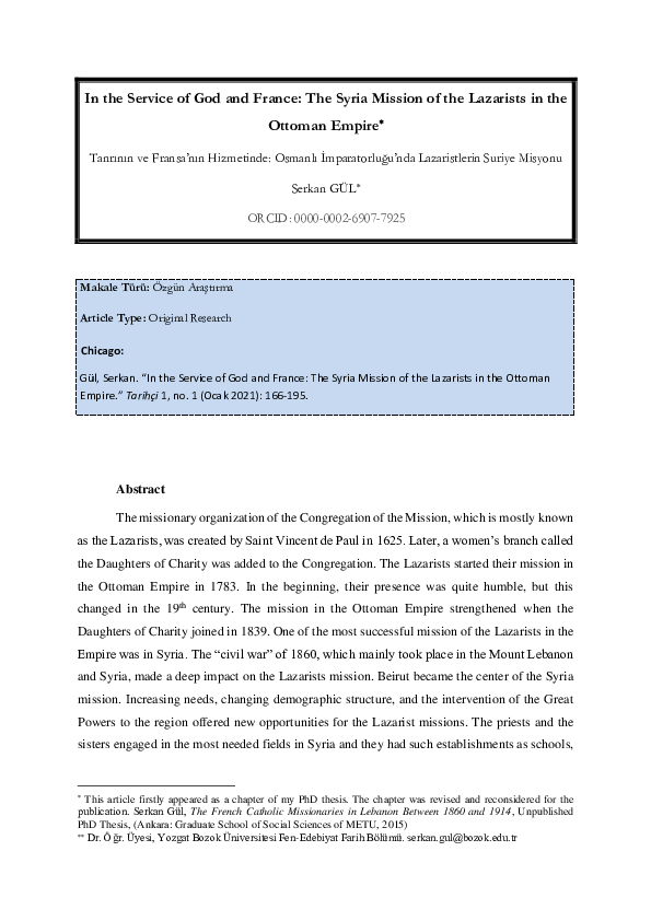 (PDF) In the Service of God and France: The Syria Mission of the ...