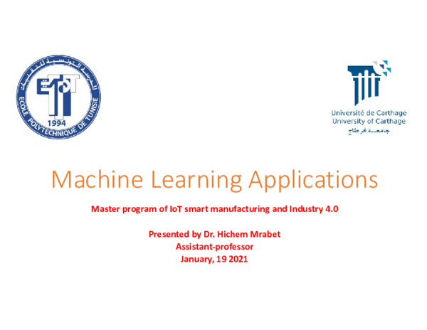 (PDF) Machine Learning Applications