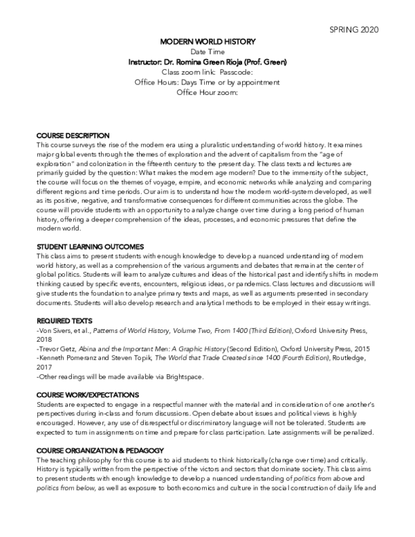 (PDF) Modern World History (15th - 20th centuries)