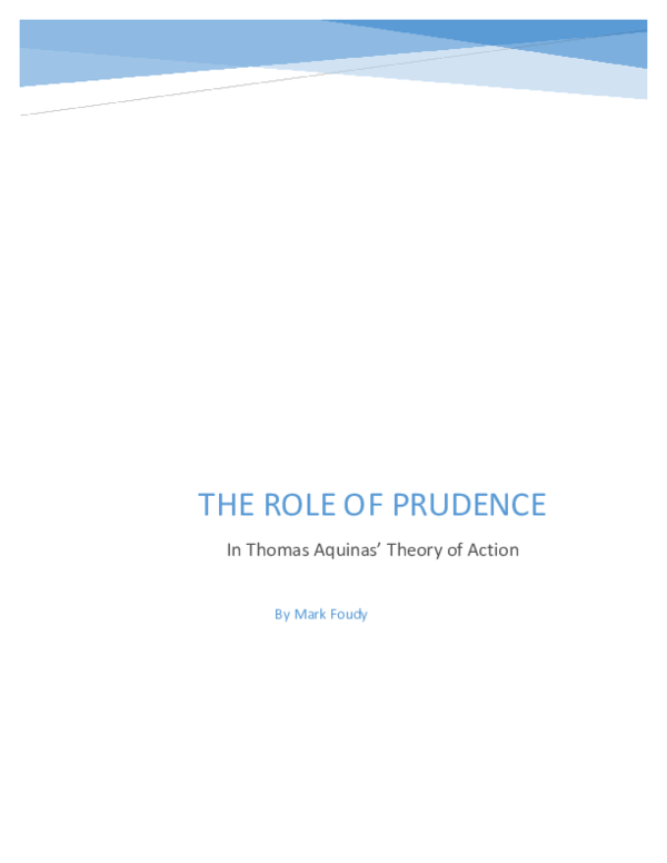(PDF) The Role of Prudence in Thomas Aquinas's Theory of Human Action