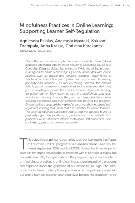 (PDF) Mindfulness Practices in Online Learning: Supporting Learner Self ...
