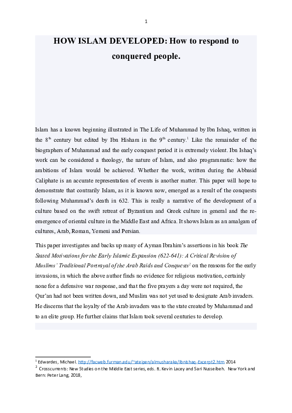 (DOC) HOW ISLAM DEVELOPED: How to respond to conquered people