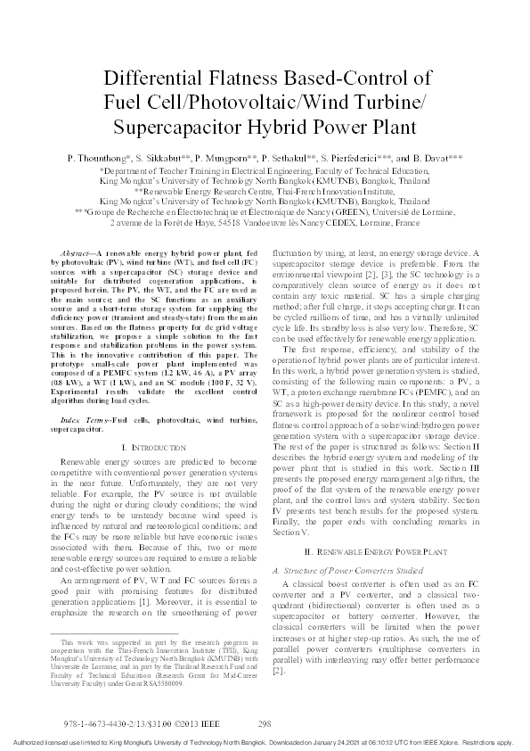 (PDF) Differential flatness based-control of fuel cell/photovoltaic ...