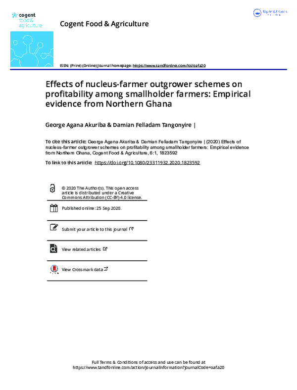 (PDF) Effects of nucleus-farmer outgrower schemes on profitability ...