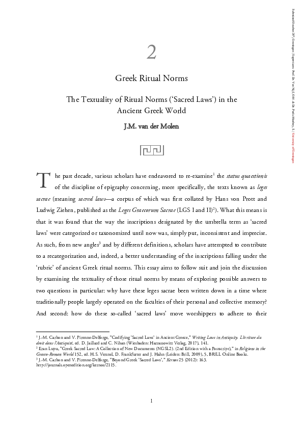 (PDF) Greek Ritual Norms: The Textuality of Ritual Norms ('Sacred Laws ...