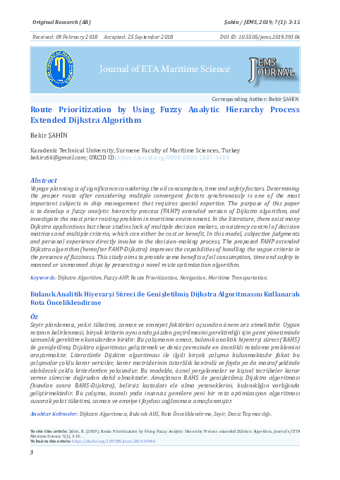 (PDF) Route Prioritization by Using Fuzzy Analytic Hierarchy Process extended Dijkstra Algorithm