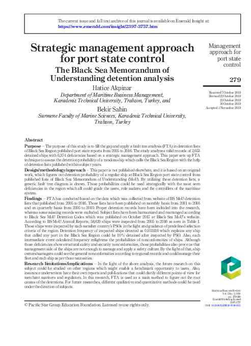 (PDF) Strategic management approach for port state control The Black ...