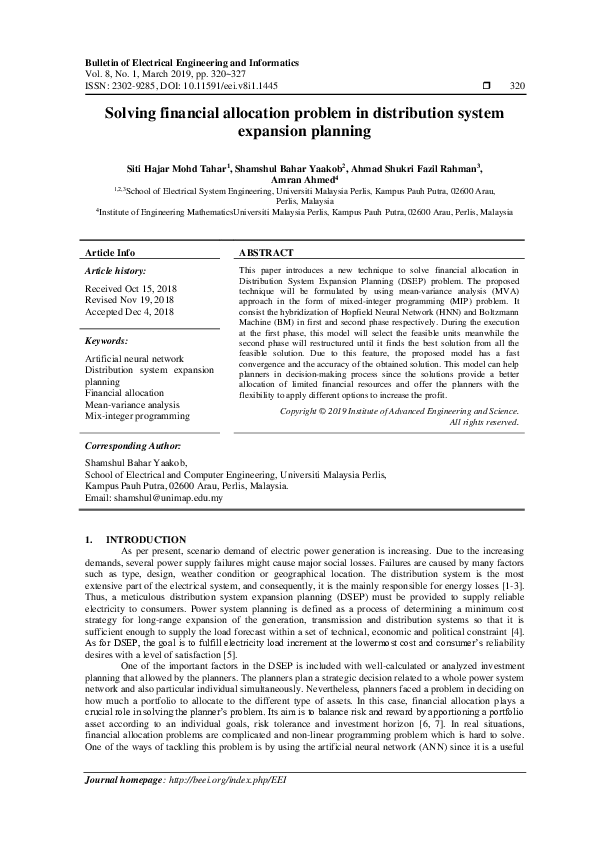 (PDF) Solving financial allocation problem in distribution system ...