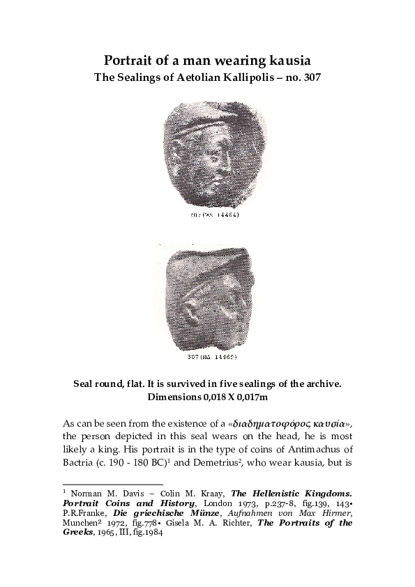 (PDF) Portrait of a man wearing kausia. The Sealings of Aetolian ...
