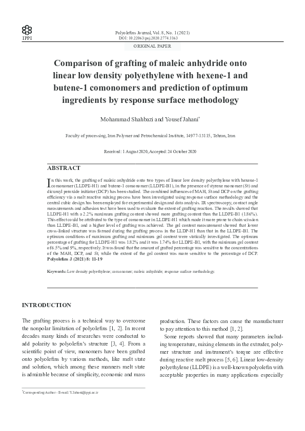 (PDF) Comparison of grafting of maleic anhydride onto linear low ...