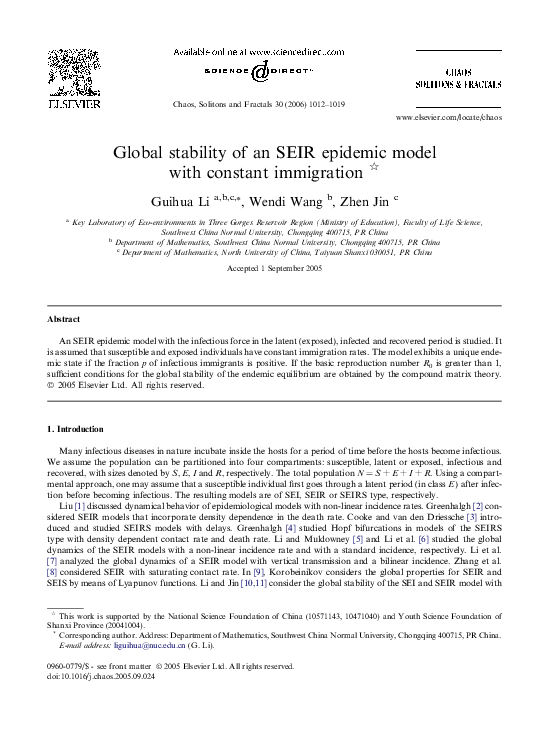(PDF) Global stability of an SEIR epidemic model with constant immigration