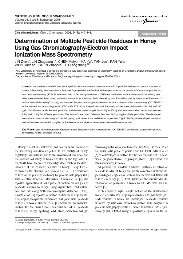 (PDF) [Determination of multiple pesticide residues in honey using gas chromatography-mass ...