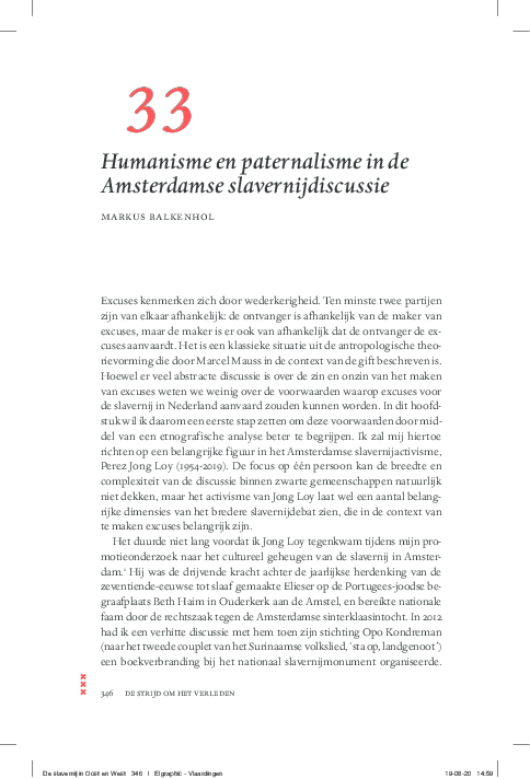 (PDF) Humanisme en paternalisme in de Amsterdamse slavernijdiscussie