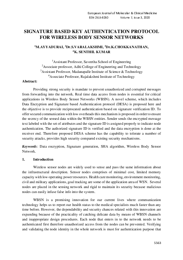 (PDF) Signature Based Key Authentication Protocol For Wireless Body Sensor Networks