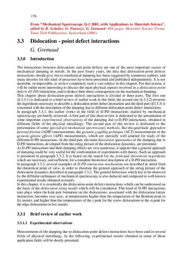 (PDF) Dislocation - Point Defect Interactions