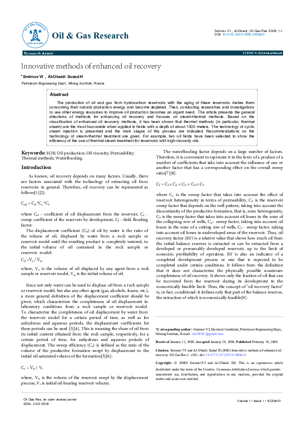 (PDF) Innovative methods of enhanced oil recovery