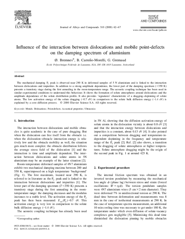 (PDF) Influence of the interaction between dislocations and mobile point-defects on the damping ...