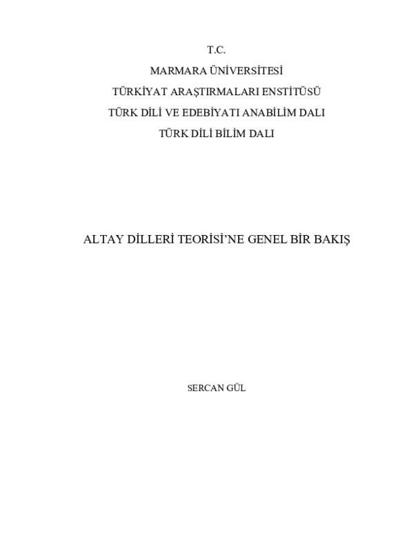 (DOC) Altay Dilleri Teorisi'ne Genel Bir Bakış