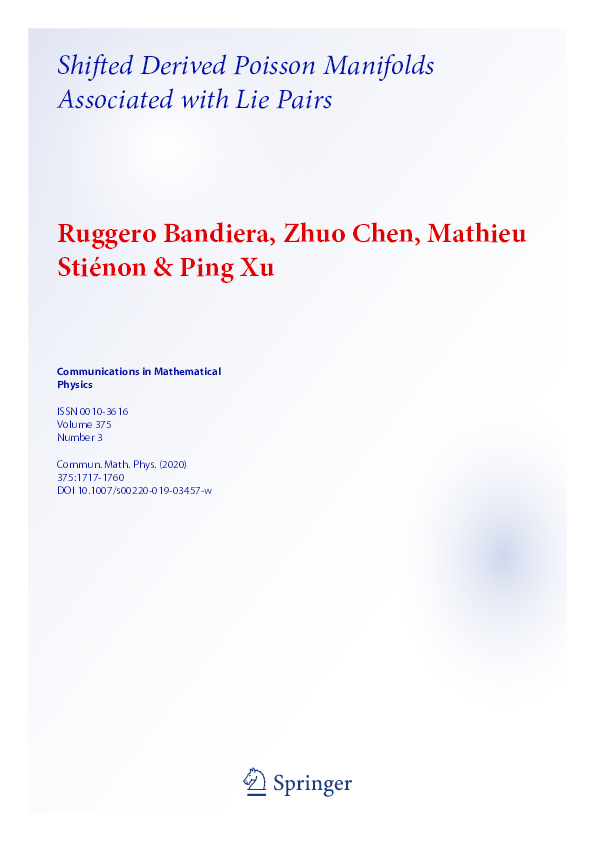 (PDF) Shifted Derived Poisson Manifolds Associated with Lie Pairs