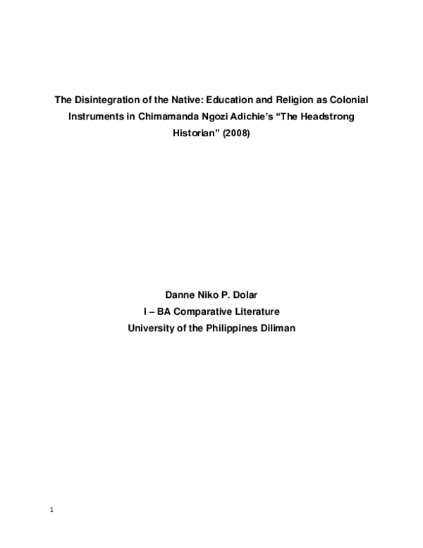 (PDF) The Disintegration of the Native: Education and Religion as ...