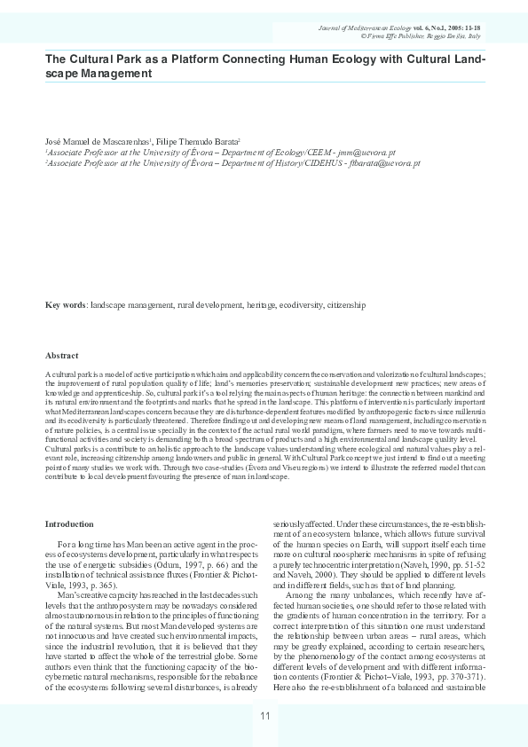 (PDF) The Cultural Park as a Platform Connecting Human Ecology with ...