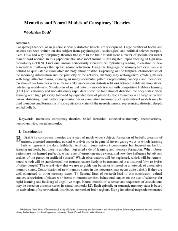 (PDF) Consipracy Theories and Memetics v.1
