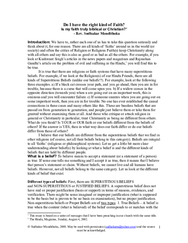 (DOC) Do I have the right kind of Faith?