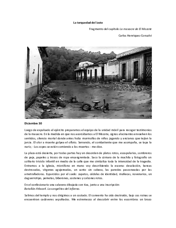 (PDF) La terquedad del izote (fragmento, capítulo La masacre de El Mozote