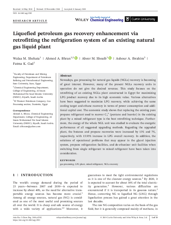 (PDF) Liquefied petroleum gas recovery enhancement via retrofitting the ...