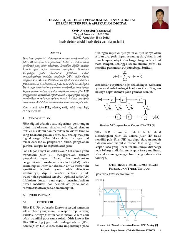 (PDF) Laporan Project - Desain Filter FIR & Aplikasi Radio AM Digital