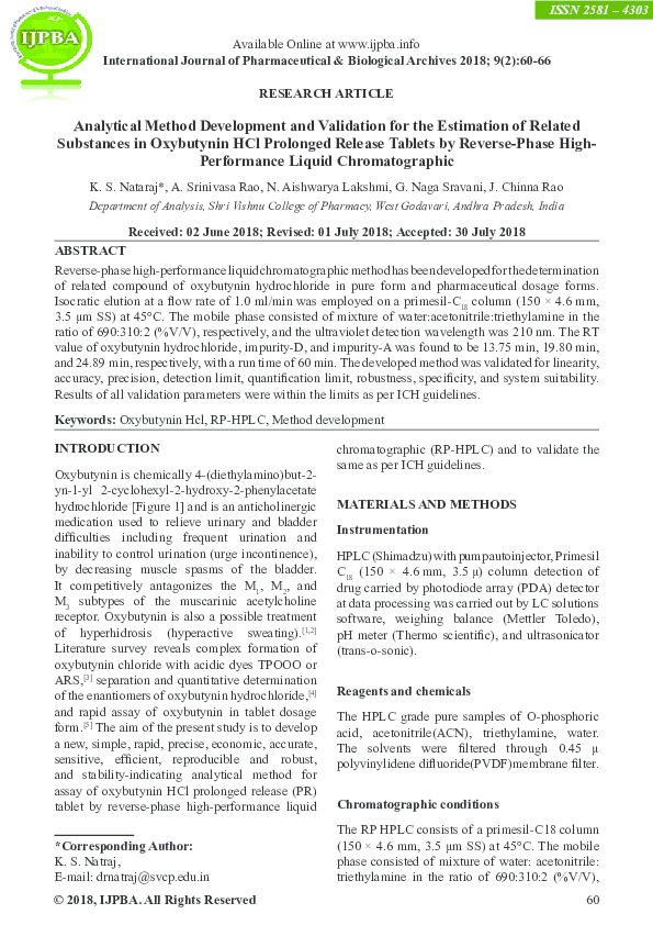 (PDF) Analytical Method Development and Validation for the Estimation of Related Substances in ...