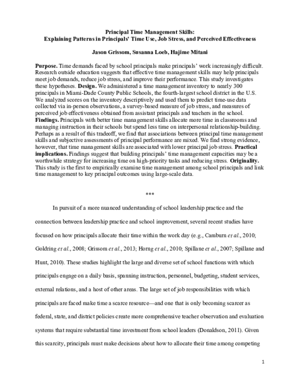 (PDF) Principal Time Management Skills: Explaining Patterns in ...