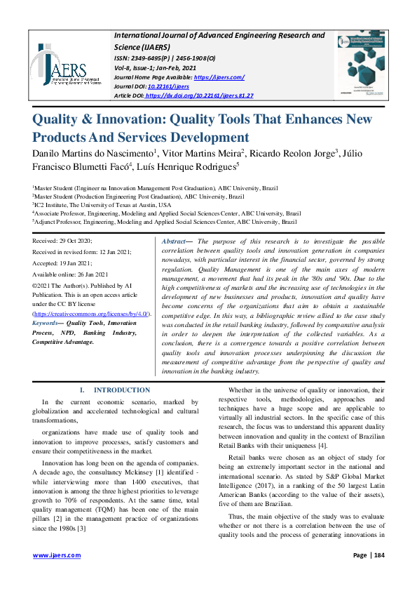(PDF) Quality & Innovation: Quality Tools That Enhances New Products ...