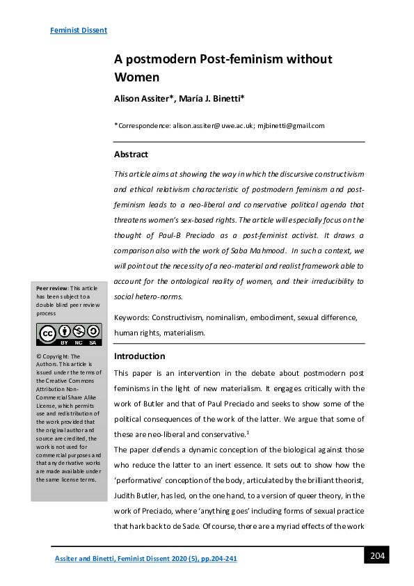 (PDF) A postmodern Post-feminism without Women
