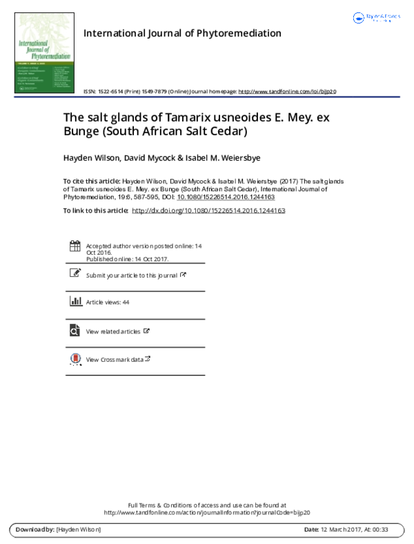 (PDF) The salt glands of Tamarix usneoides E. Mey. ex Bunge (South ...