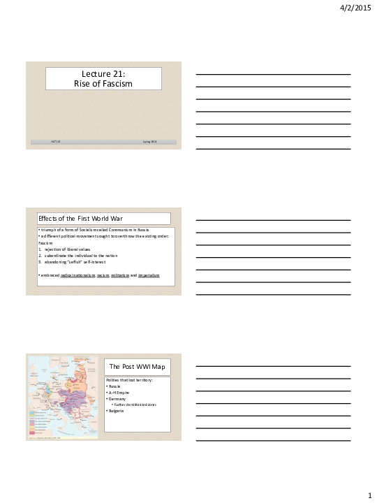 (PDF) Lecture 21: Rise of Fascism